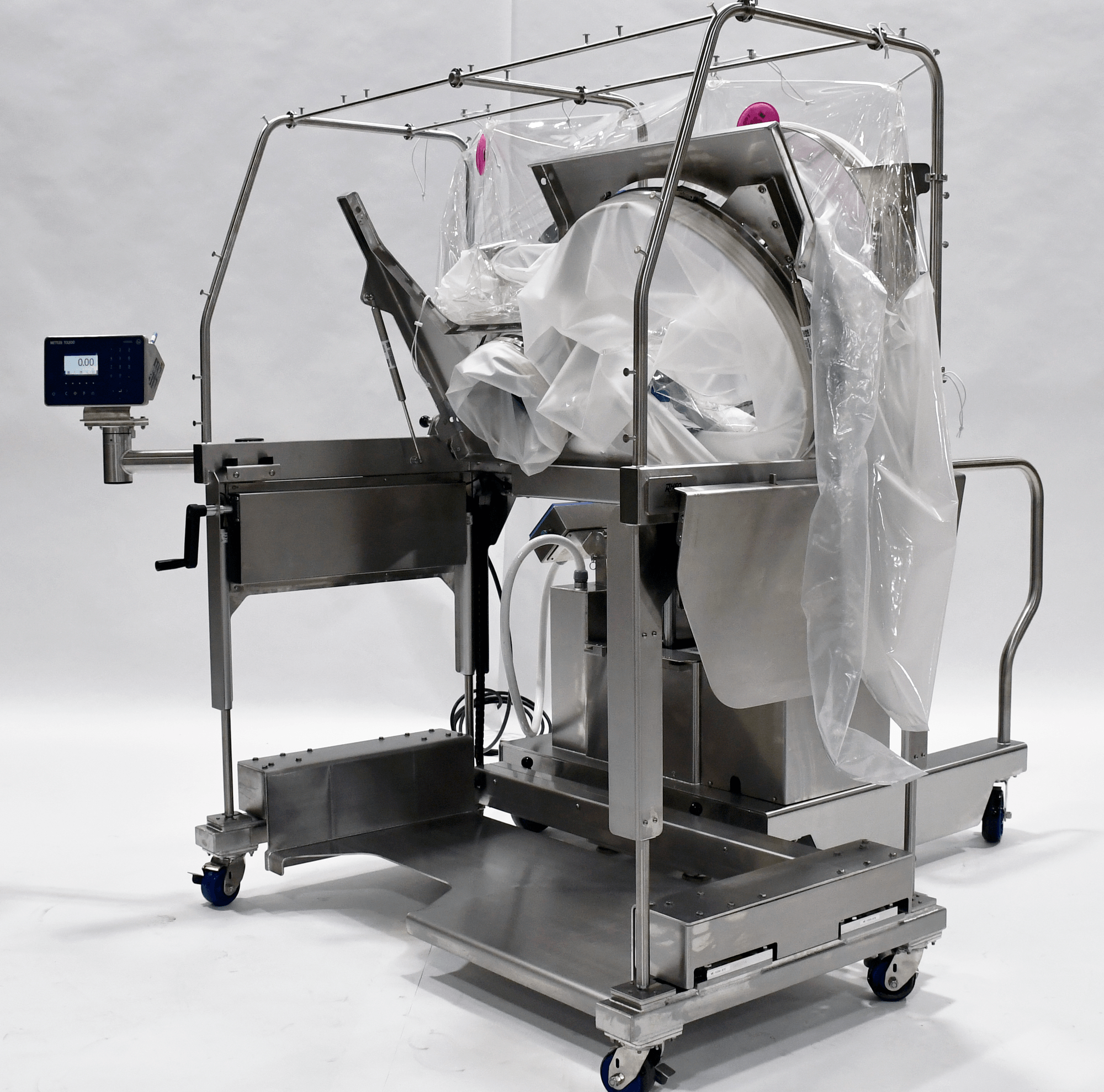 Weigh & Dispense Isolator with Drum Tipper - Rheo Flexibles